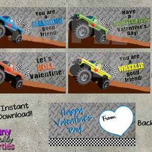 MONSTER TRUCK VALENTINE Bag Toppers, Monster Truck Valentines ...