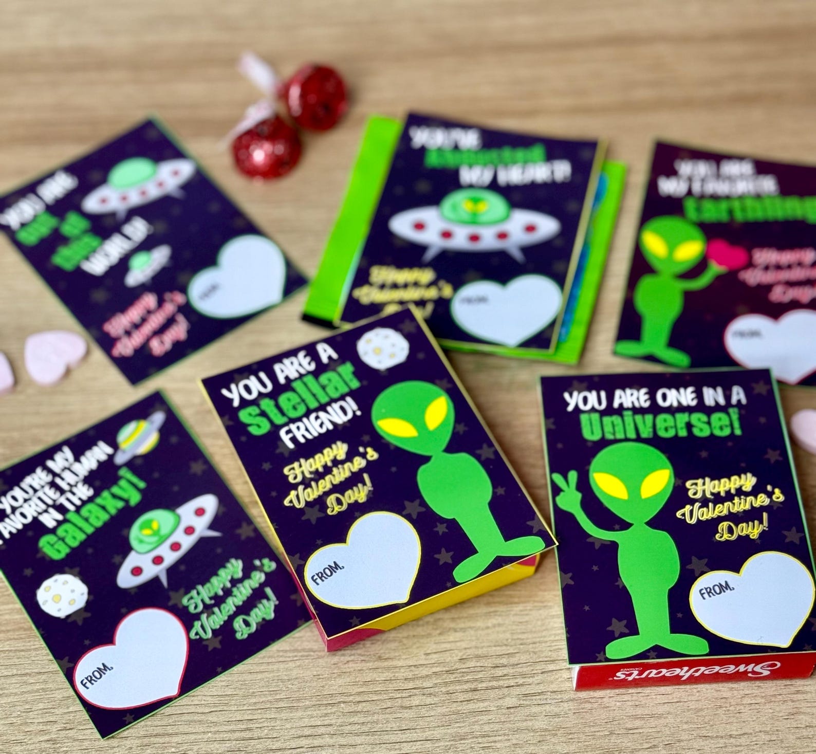 ALIEN VALENTINE Cards - Classroom Valentines, UFO Valentine Card, Kids ...