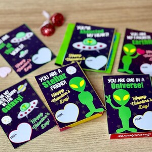 ALIEN VALENTINE Cards - Classroom Valentines, UFO Valentine Card, Kids ...