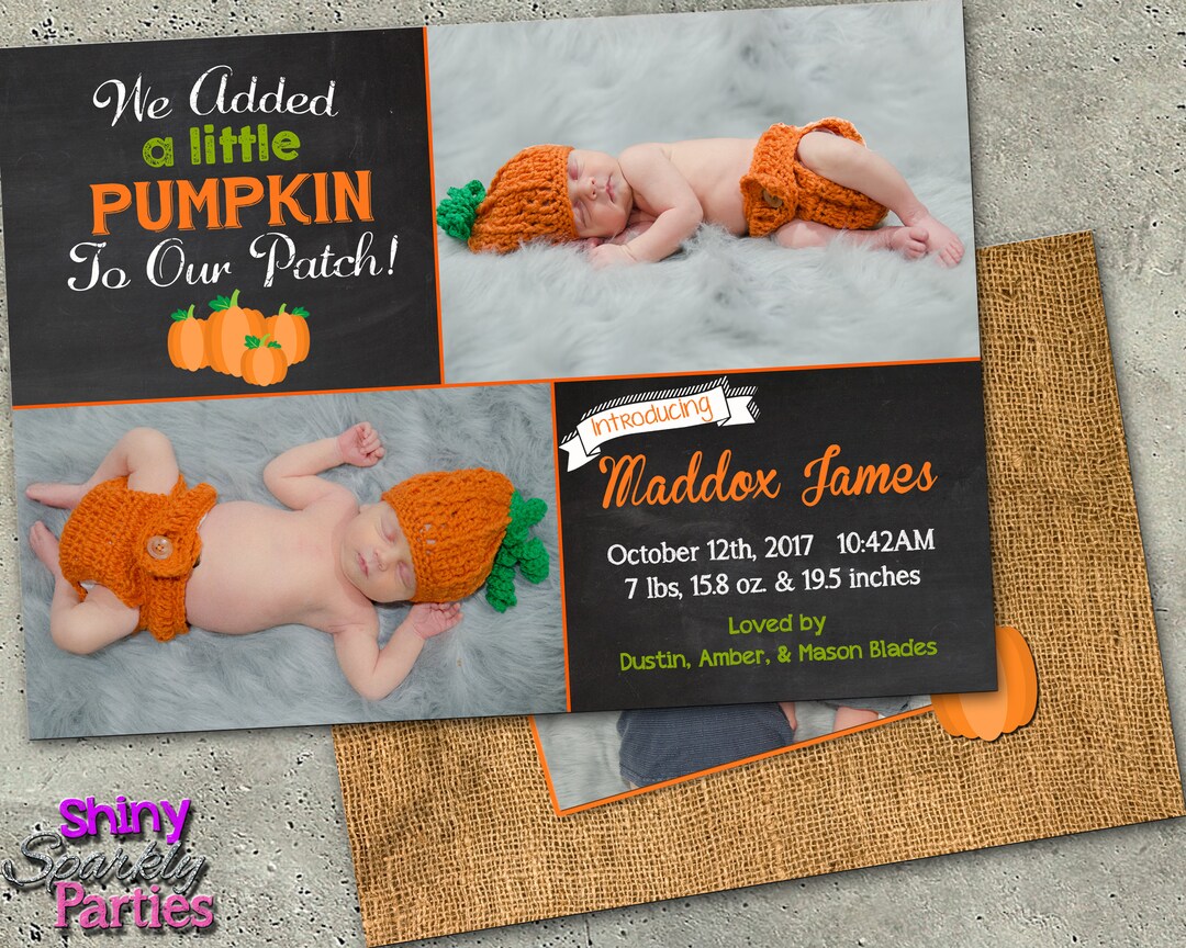 PUMPKIN BIRTH ANNOUNCEMENT, Little Pumpkin Announcement, Fall Baby ...