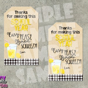LEMONADE TEACHER TAGS, Teacher Appreciation Tags, Easy Peasy Lemon ...