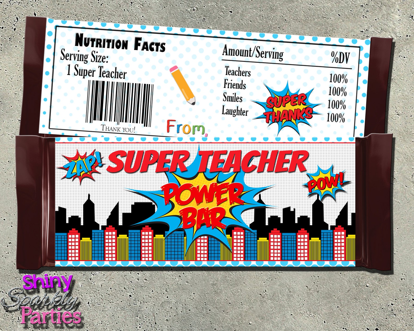 TEACHER CANDY BAR Wrappers Super Teacher Candy Bar Labels - Etsy