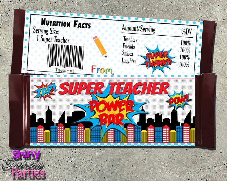 TEACHER CANDY BAR Wrappers Super Teacher Candy Bar Labels - Etsy