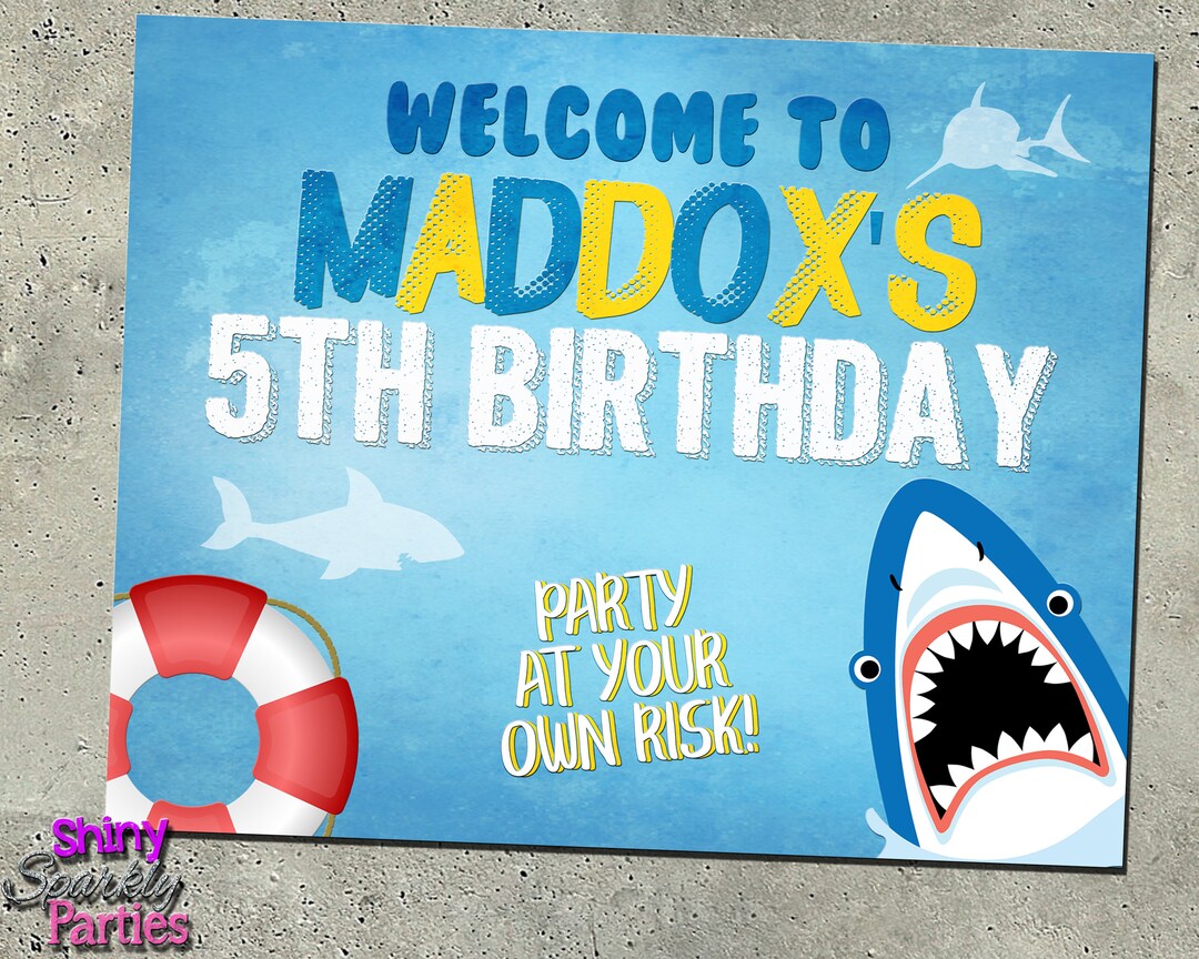 SHARK PARTY SIGN, Shark Party Decor, Shark Birthday, Welcome Sign ...
