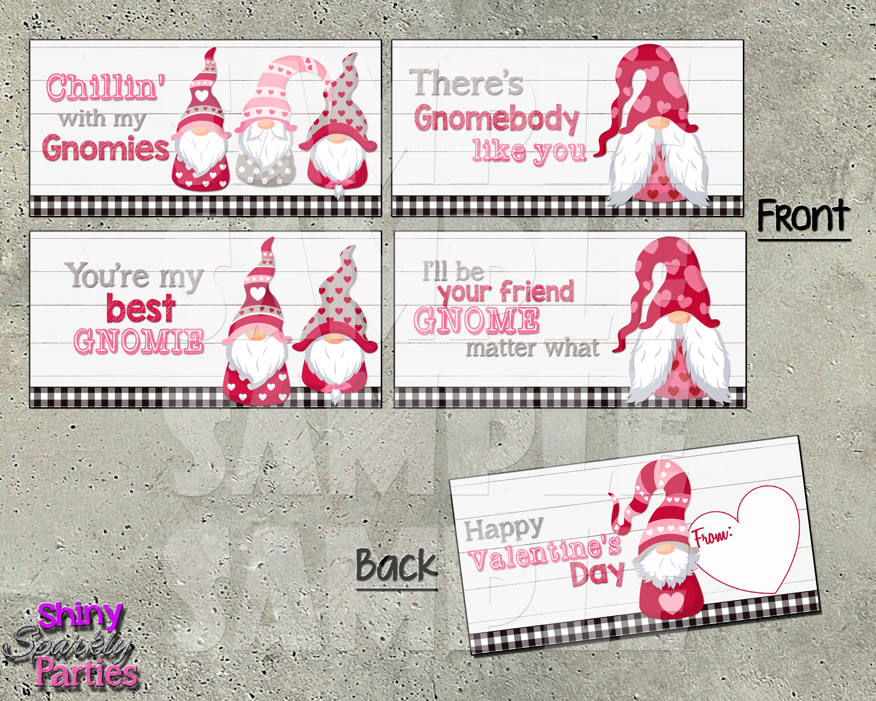 GNOME TREAT Bag TOPPERS Valentine Bag Toppers Classroom | Etsy