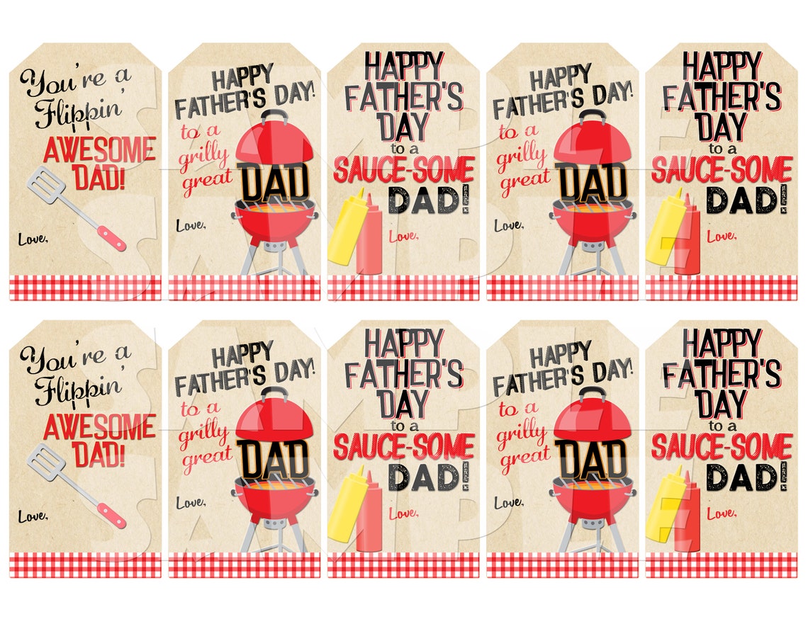 FATHER'S DAY Gift TAGS Bbq Tags Happy Father's Day | Etsy