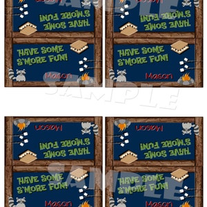 CAMPING TREAT Bag TOPPERS, Camping Party Favor Toppers, Camping Treat ...