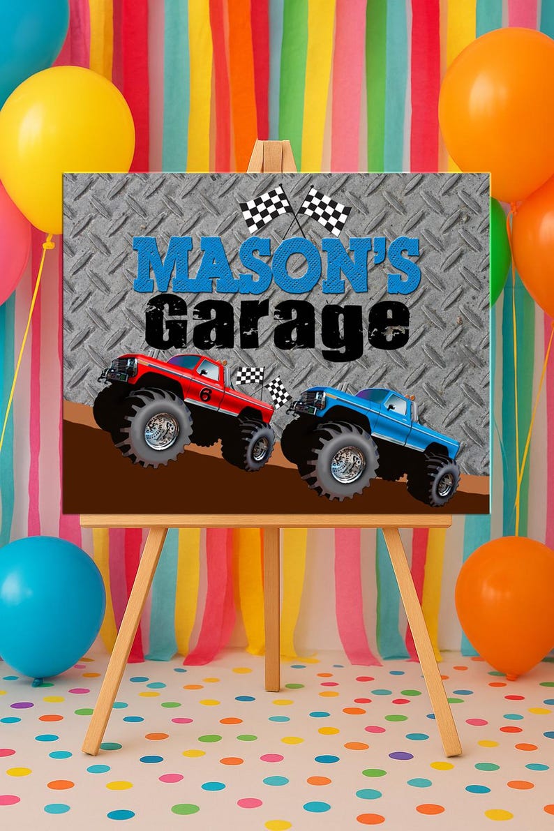 Printable Monster Truck Party Sign – Birthday Welcome Sign – Kids Truck ...