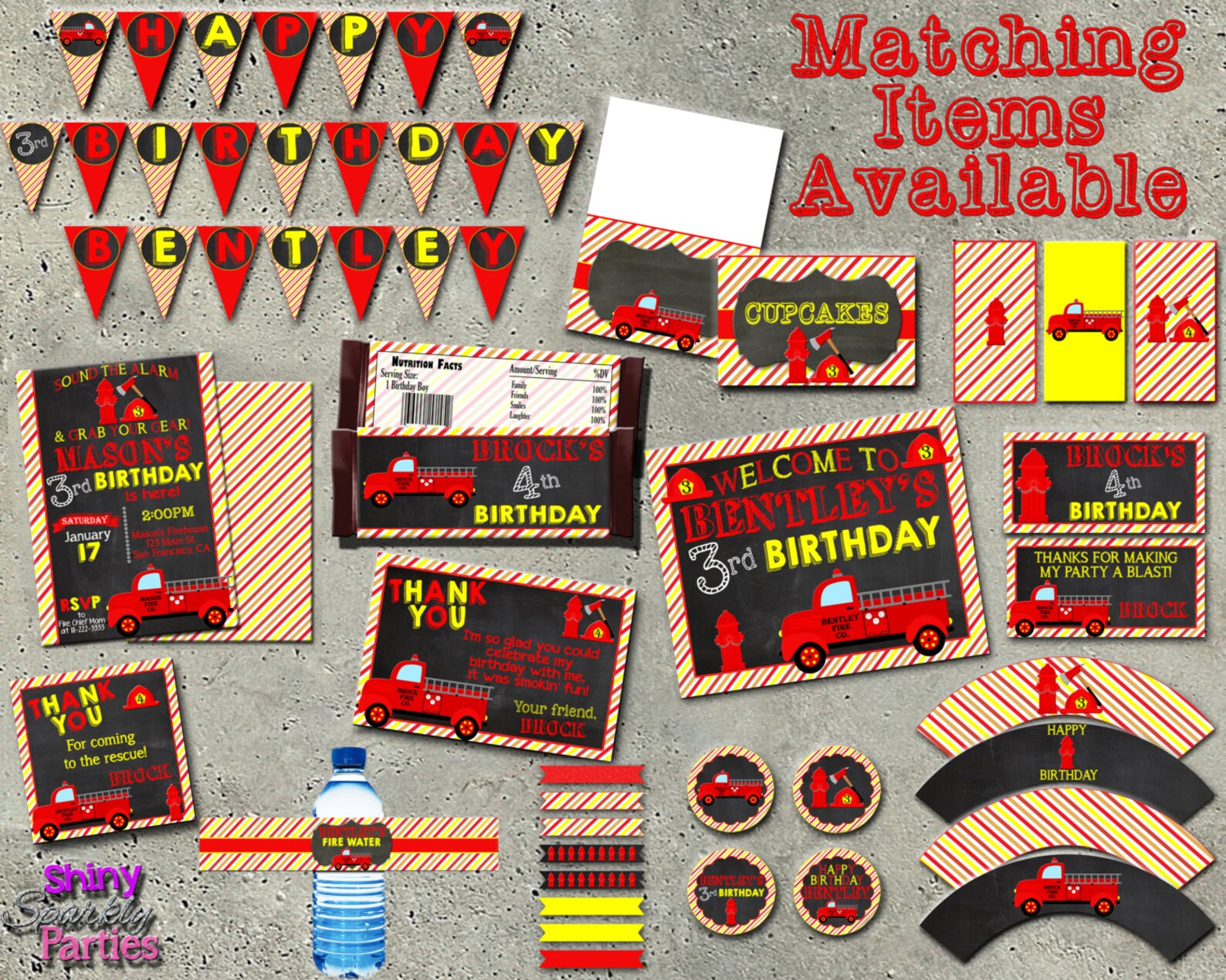 FIRETRUCK FAVOR TAGS Fireman Firefighter Fireman Party | Etsy