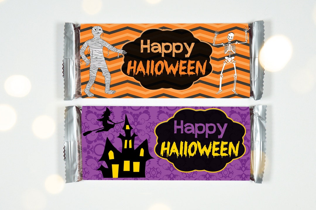 HALLOWEEN CHOCOLATE Bar WRAPPERS, Halloween Party Favors, Candy ...