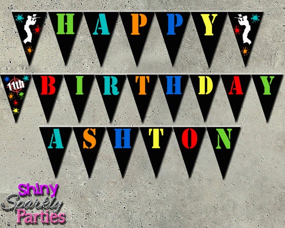 PAINTBALL PARTY BANNER Printable Paintball Birthday Party | Etsy