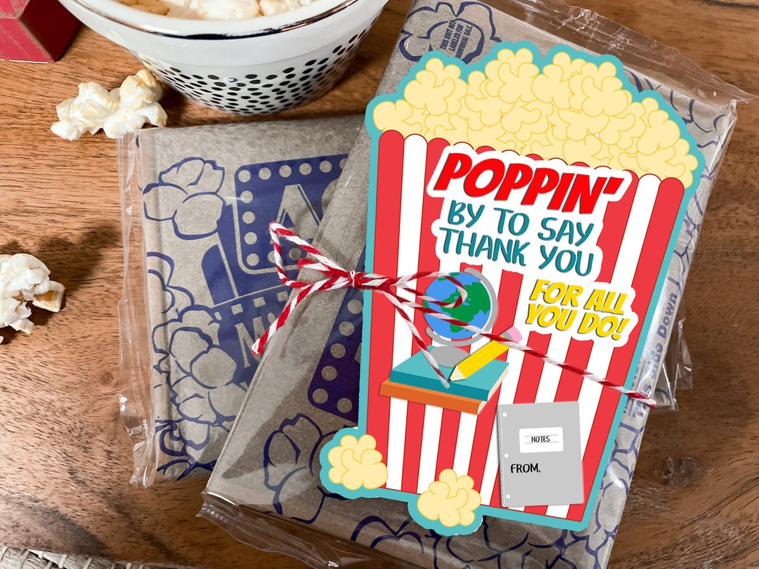 Teacher Appreciation Popcorn Tags, Popcorn Stickers, Boy Girl Kids ...