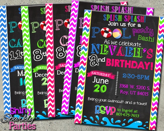 POOL PARTY INVITATION Pool Birthday Party Invite Swim Party - Etsy