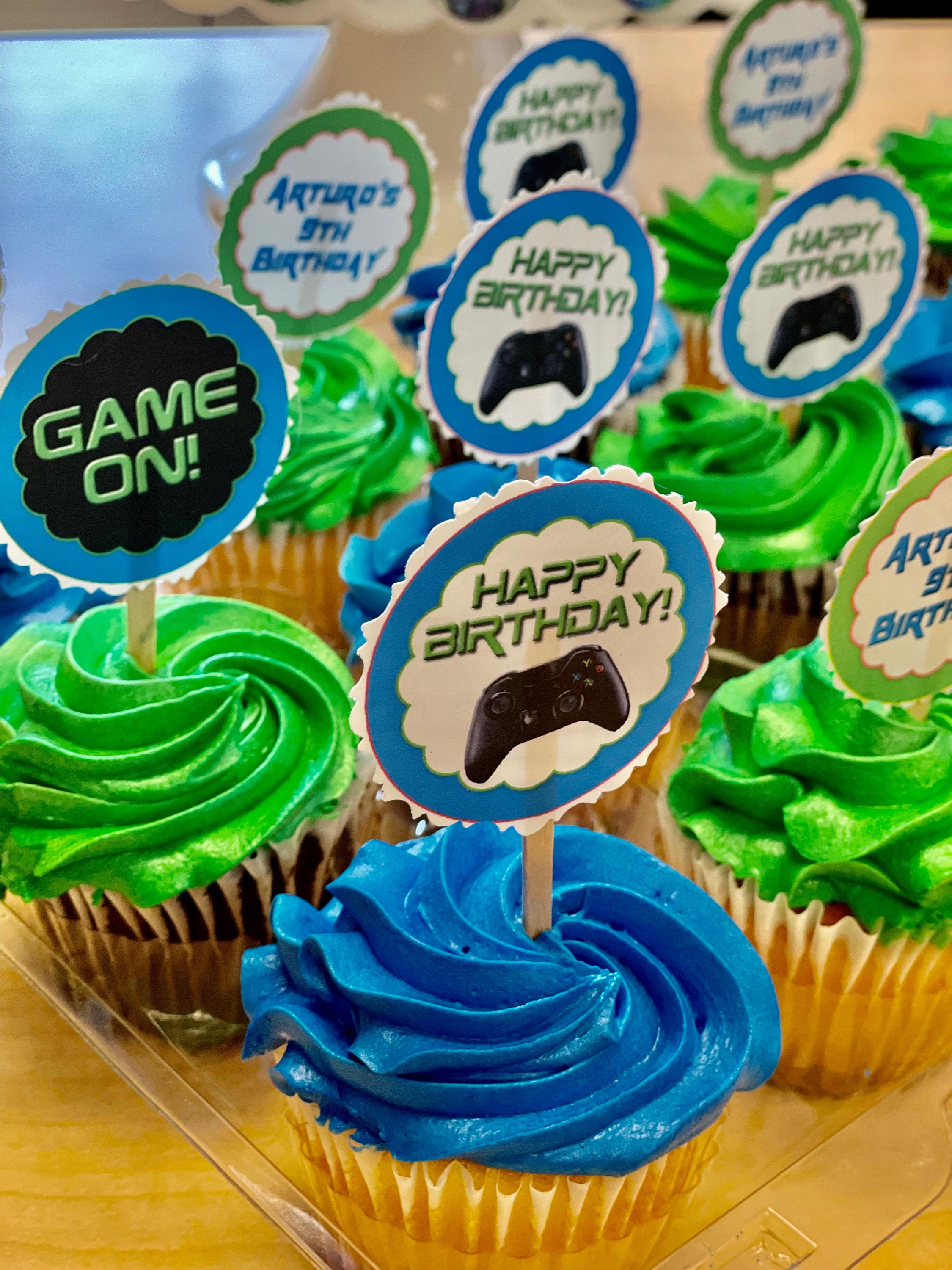 Printable GAMING CUPCAKE TOPPERS - Video Game Cupcake Toppers - Gaming ...