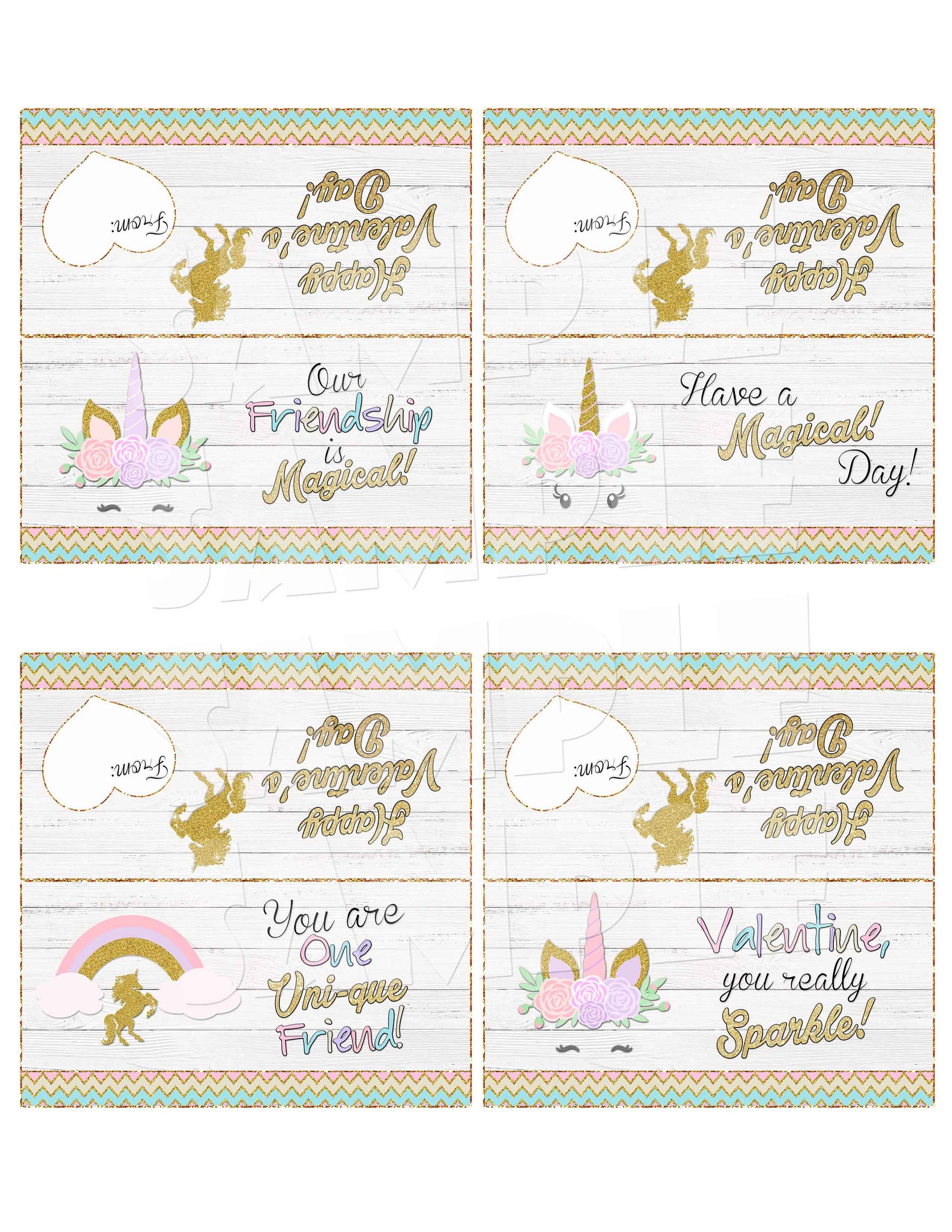 UNICORN Bag TOPPERS Valentine Bag Toppers Classroom - Etsy