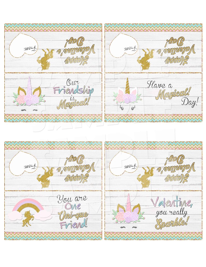 UNICORN Bag TOPPERS, Valentine Bag Toppers, Classroom Valentines, Kids ...