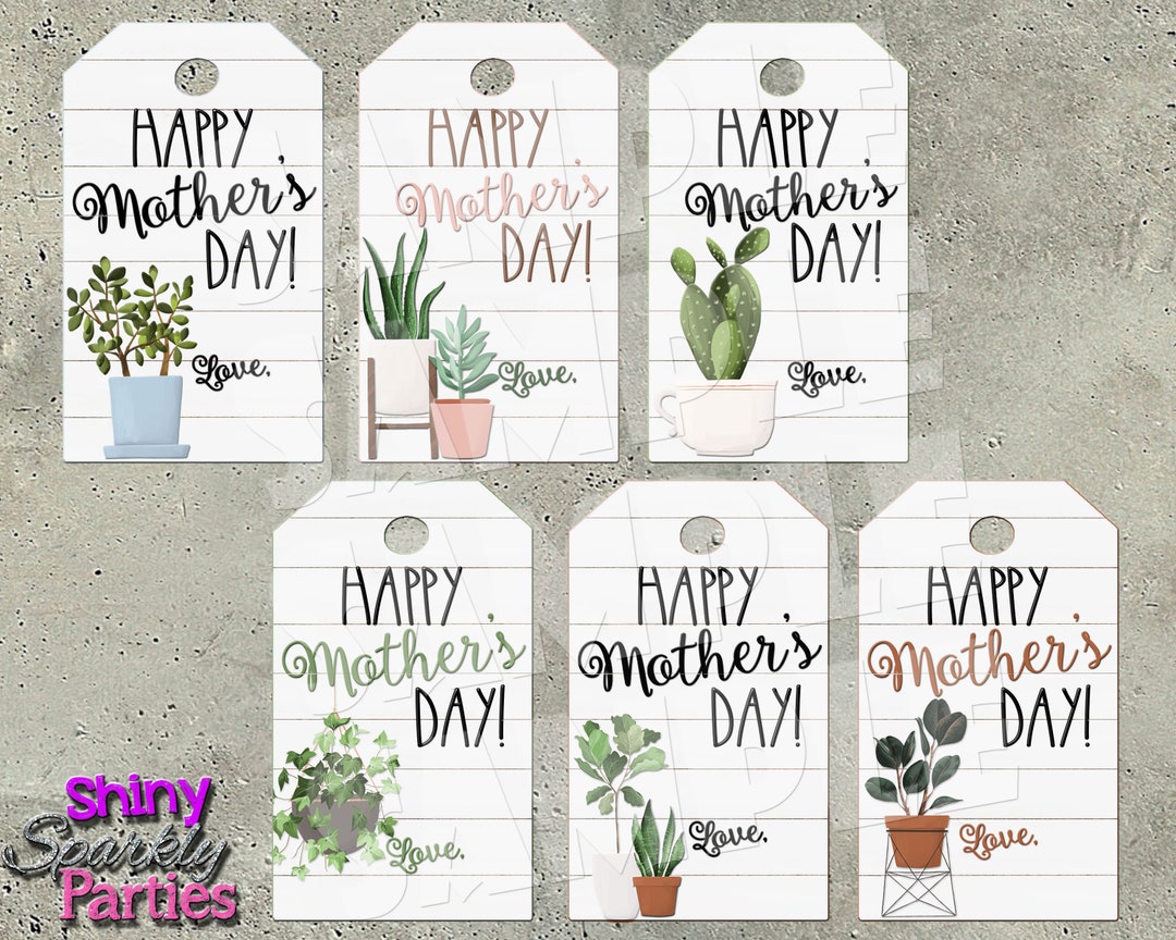 MOTHER'S DAY Gift TAGS, House Plant Tags, Happy Mother's Day, Rustic ...