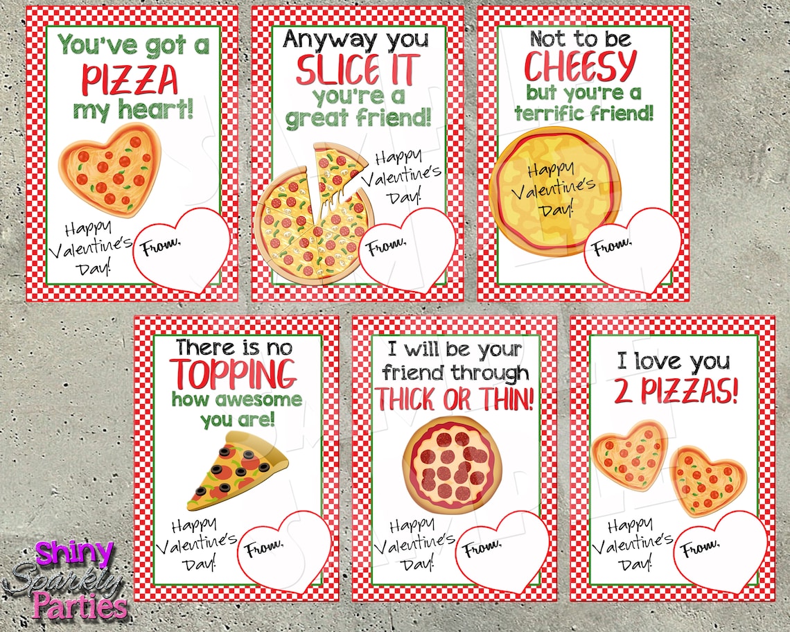 PIZZA VALENTINE CARDS Classroom Valentines Food Valentine - Etsy