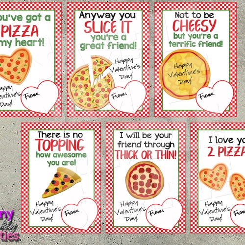 PIZZA VALENTINE CARDS Classroom Valentines Food Valentine - Etsy