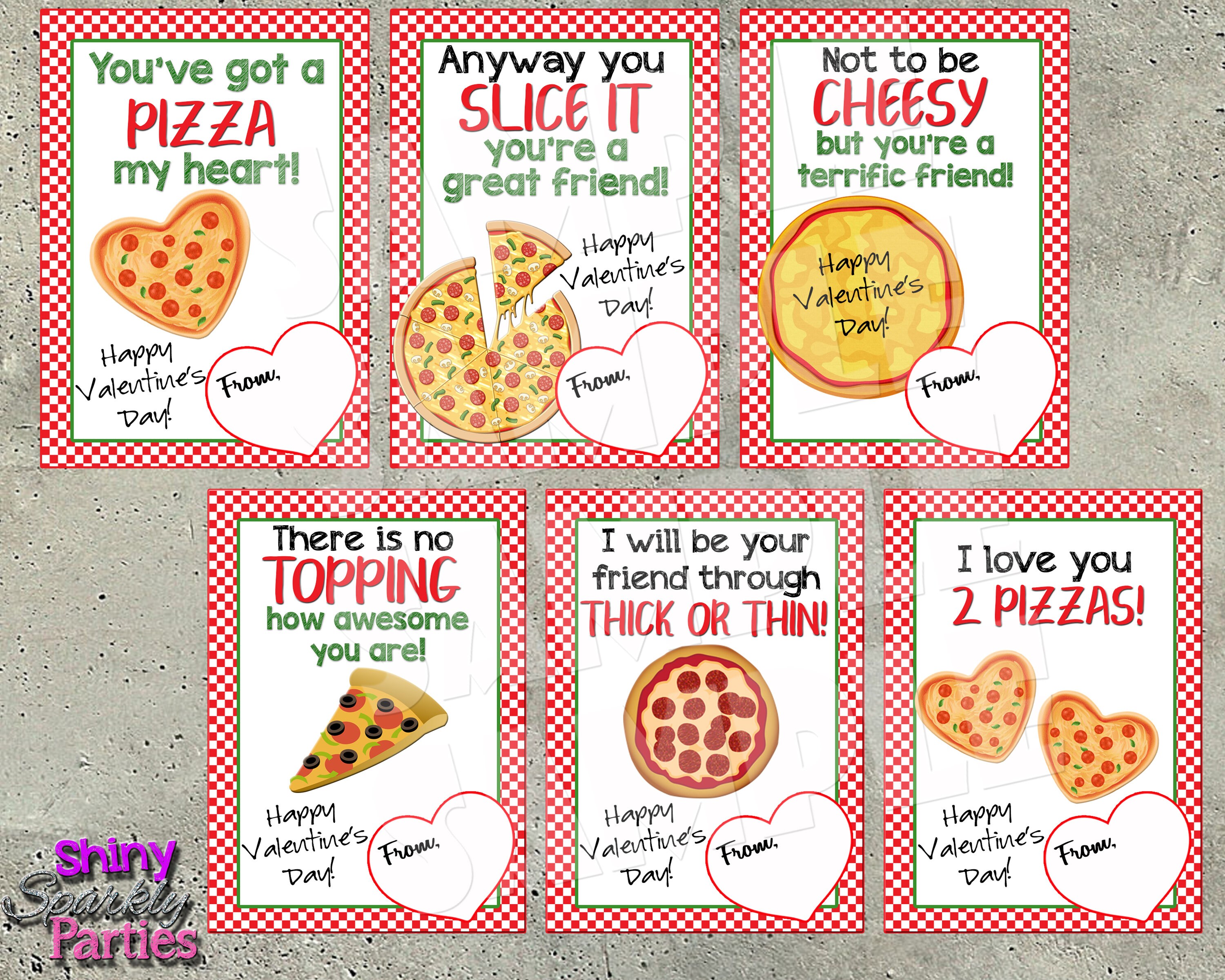 PIZZA VALENTINE CARDS Classroom Valentines Food Valentine - Etsy