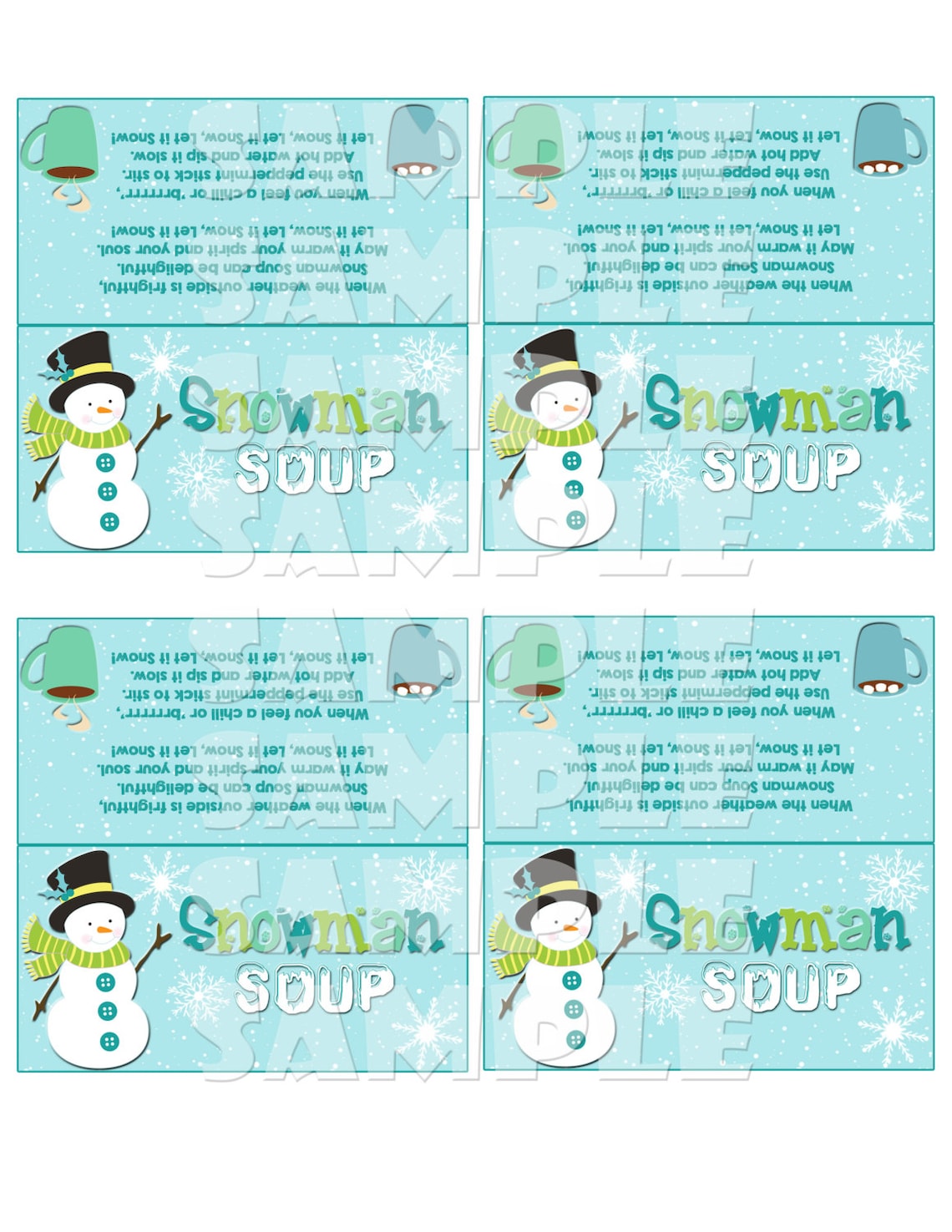 SNOWMAN SOUP Treat Bag TOPPERS Snowman Treat Bag Toppers - Etsy