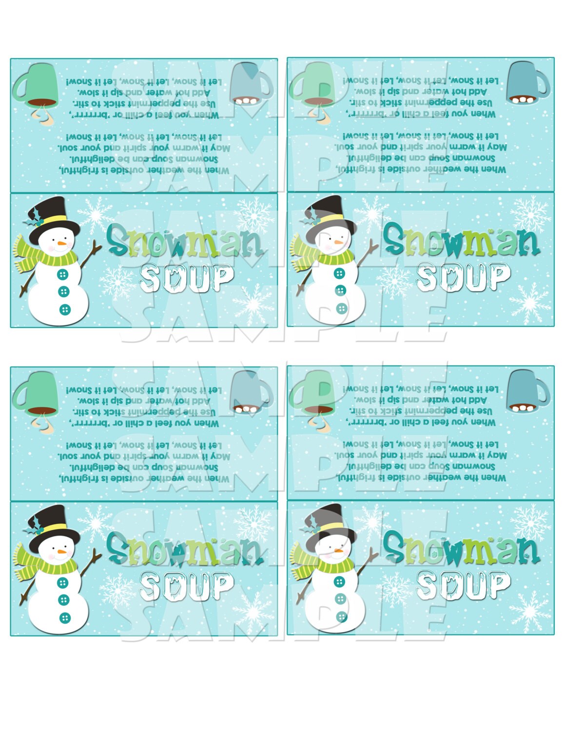 SNOWMAN SOUP Treat Bag TOPPERS Snowman Treat Bag Toppers - Etsy