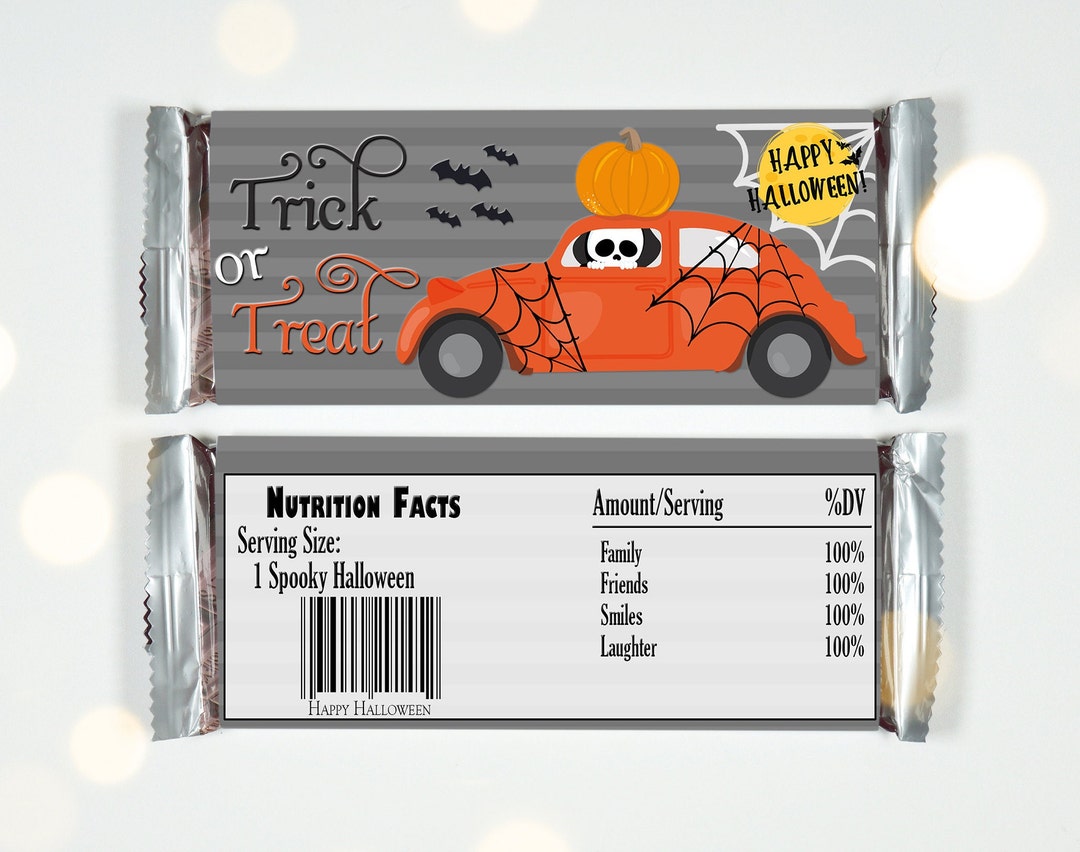 HALLOWEEN CANDY BAR Wrappers - Halloween Car - Teacher Gift - Trick or ...