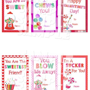 Printable CANDY VALENTINE CARDS - Girl's Valentines - Diy Valentine ...