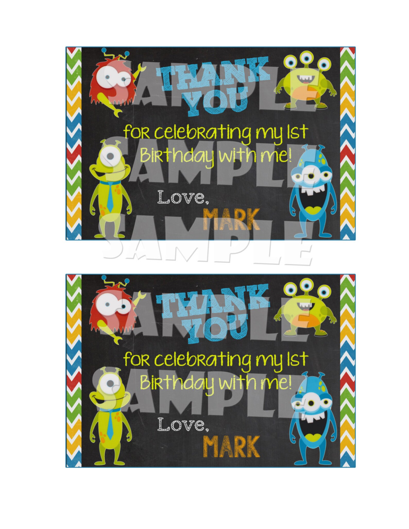 MONSTER THANK YOU Card Little Monster Card Monster Birthday - Etsy