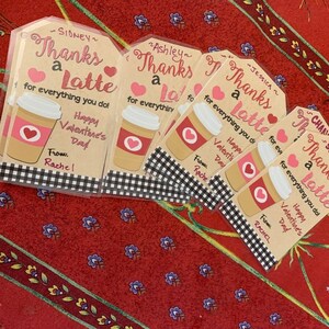THANKS a LATTE VALENTINE Tags, Coffee Valentine's Day Tags, Latte ...