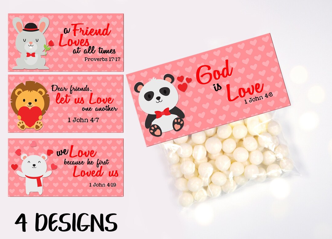 BIBLE VERSE Treat Bag TOPPERS, Valentine Bag Toppers, Classroom ...