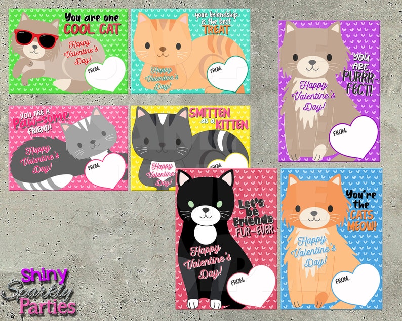 CAT VALENTINE CARDS - Classroom Valentines, Kitten Valentine Card ...