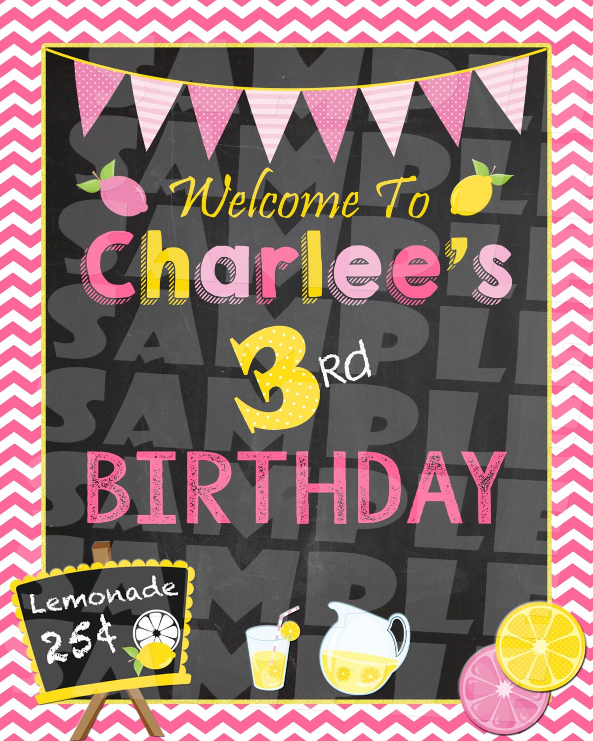 Lemonade Stand Party Sign — Pink Lemonade Birthday Welcome Sign - First ...