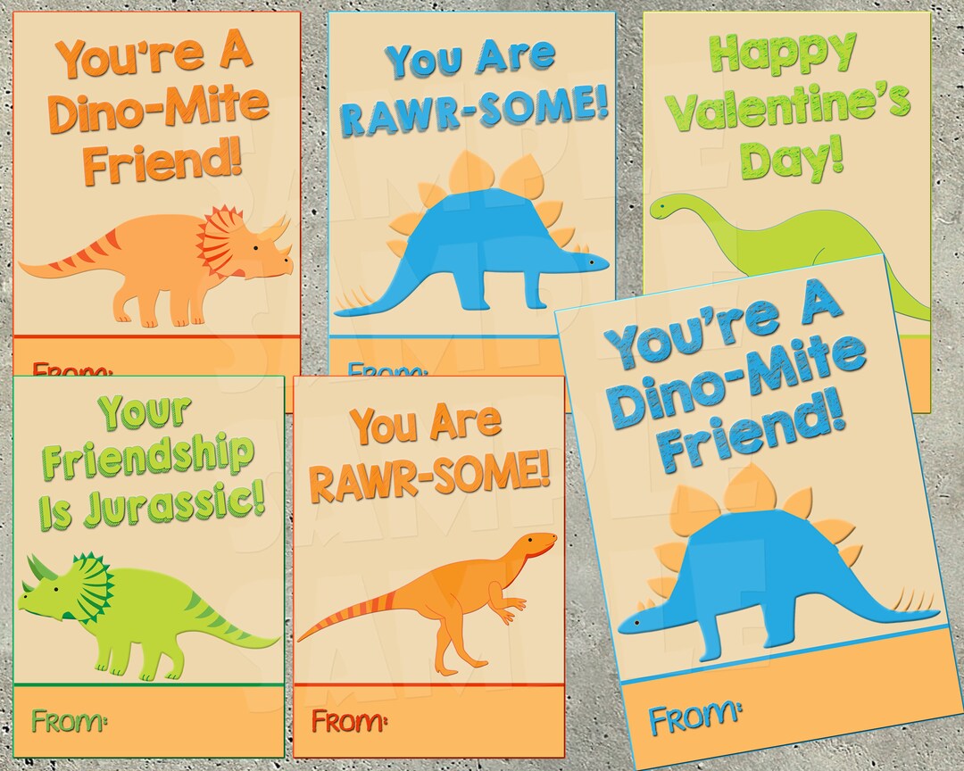DINOSAUR VALENTINES - Valentine Cards for School - Classroom Valentines ...