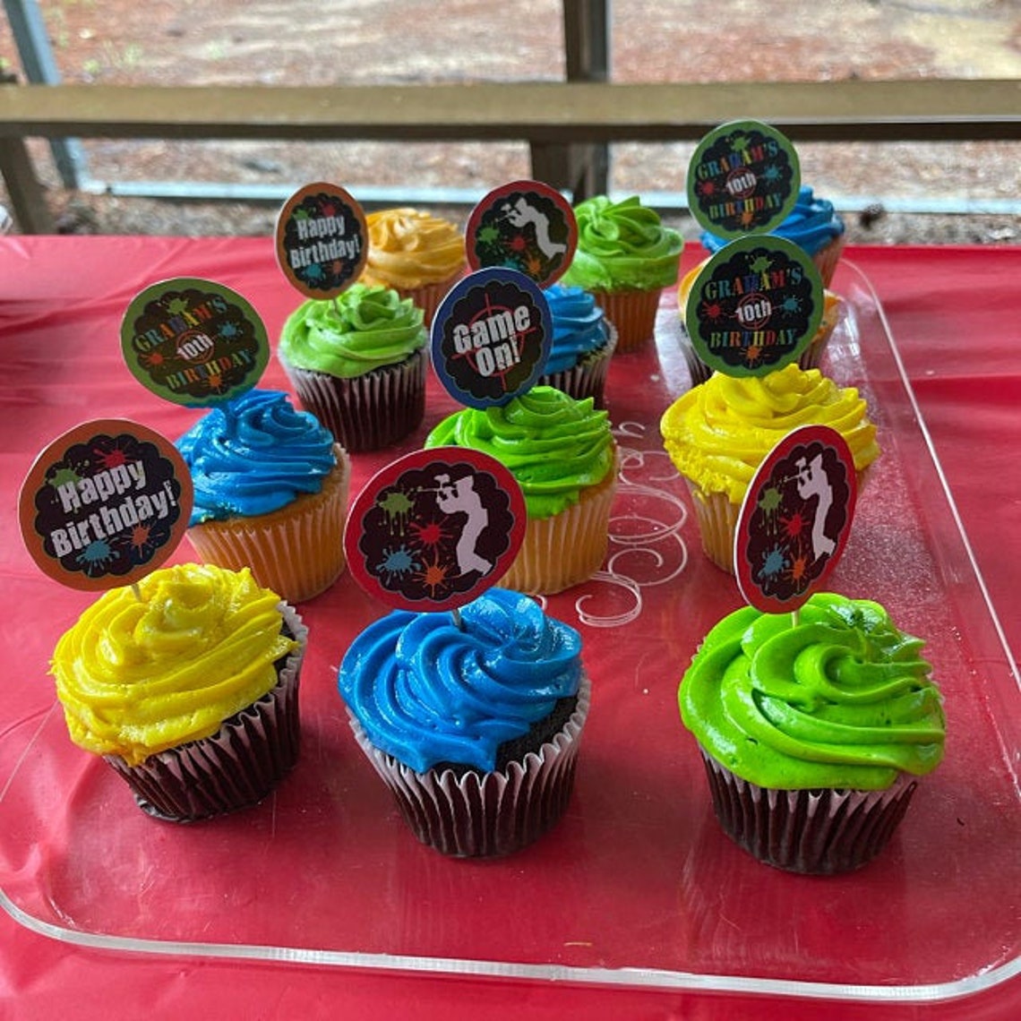 PAINTBALL CUPCAKE TOPPERS and Cupcake Wrappers Paintball - Etsy