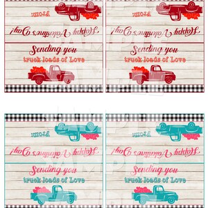 Vintage Truck VALENTINE TREAT BAG Toppers, Truck Loads of Love, Loads ...