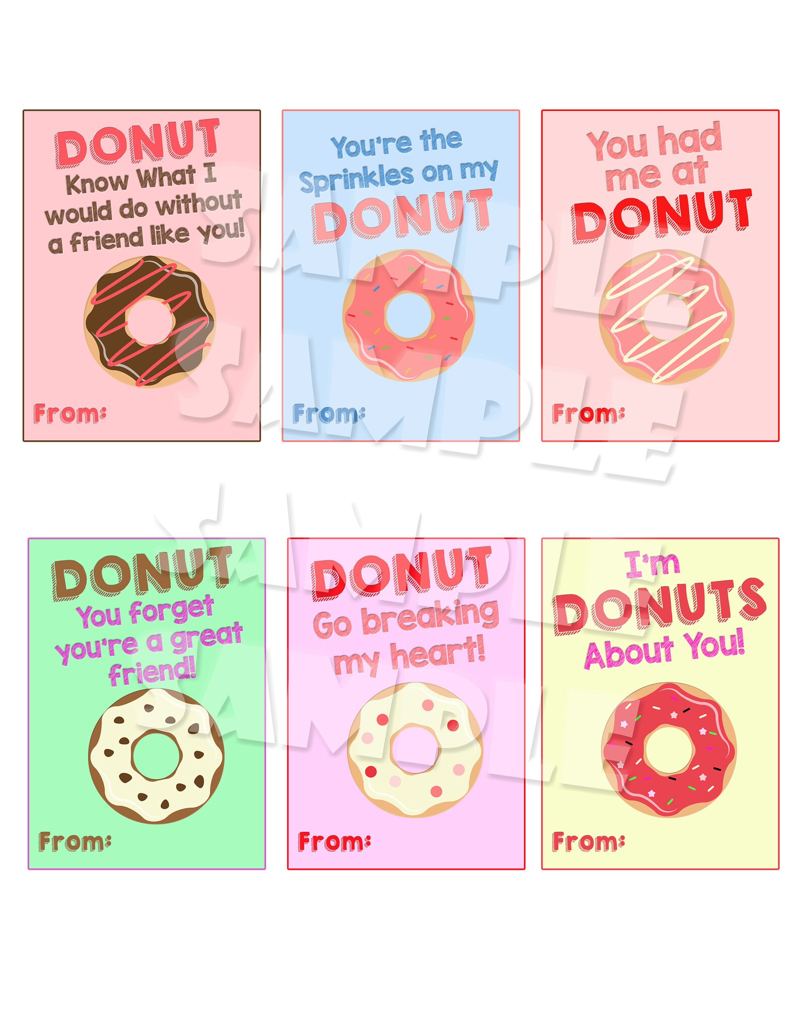 DONUT VALENTINE CARDS, Donuts About You, Donut Valentines, Valentines ...