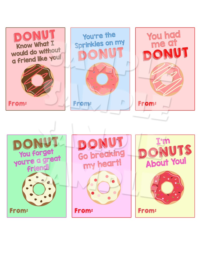 DONUT VALENTINE CARDS, Donuts About You, Donut Valentines, Valentines ...
