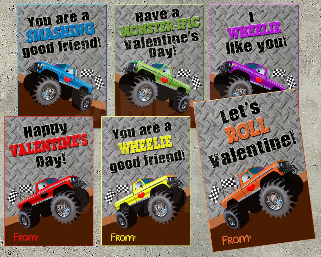MONSTER TRUCK VALENTINES Valentines for School Valentine's Day ...