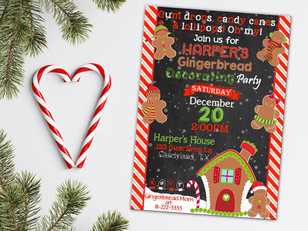 GINGERBREAD PARTY INVITATION, Cookie Decorating Party Invite,christmas ...