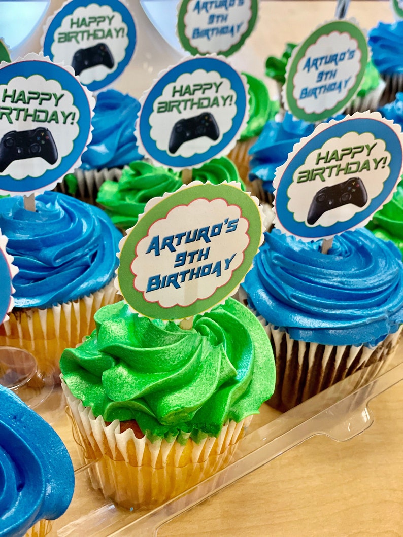 GAMING CUPCAKE TOPPERS - Video Game Cupcake Toppers - Gaming Birthday ...