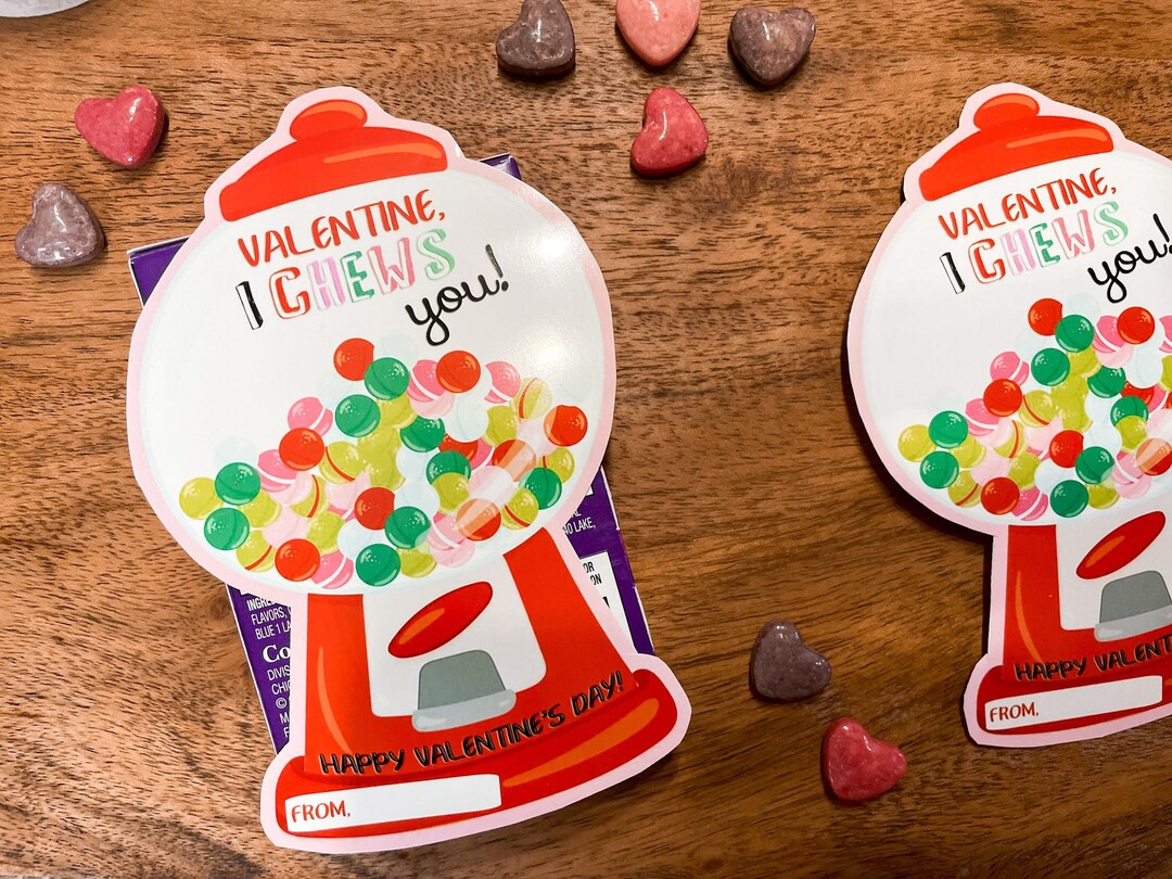 Gumball Machine Tags, Bubble Gum Valentines, Boy Girl Kids Classroom ...