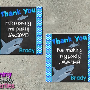 SHARK FAVOR TAGS - Shark Tags - Shark Thank You Tags - Pool Party Tags ...