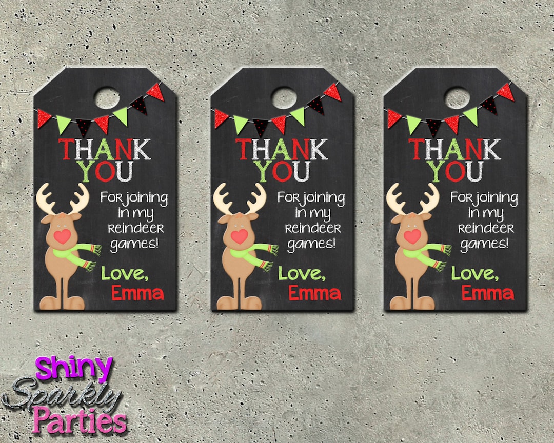 REINDEER TAGS - Reindeer Favor Tags - Christmas Gift Tags - Reindeer ...