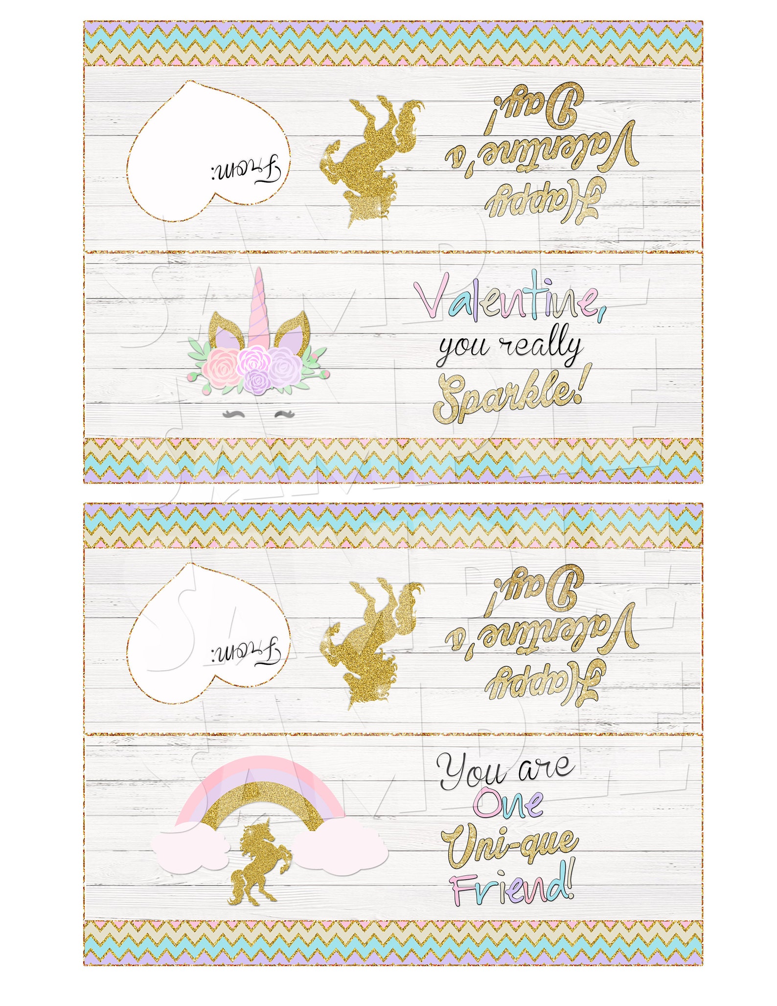 UNICORN Bag TOPPERS Valentine Bag Toppers Classroom - Etsy