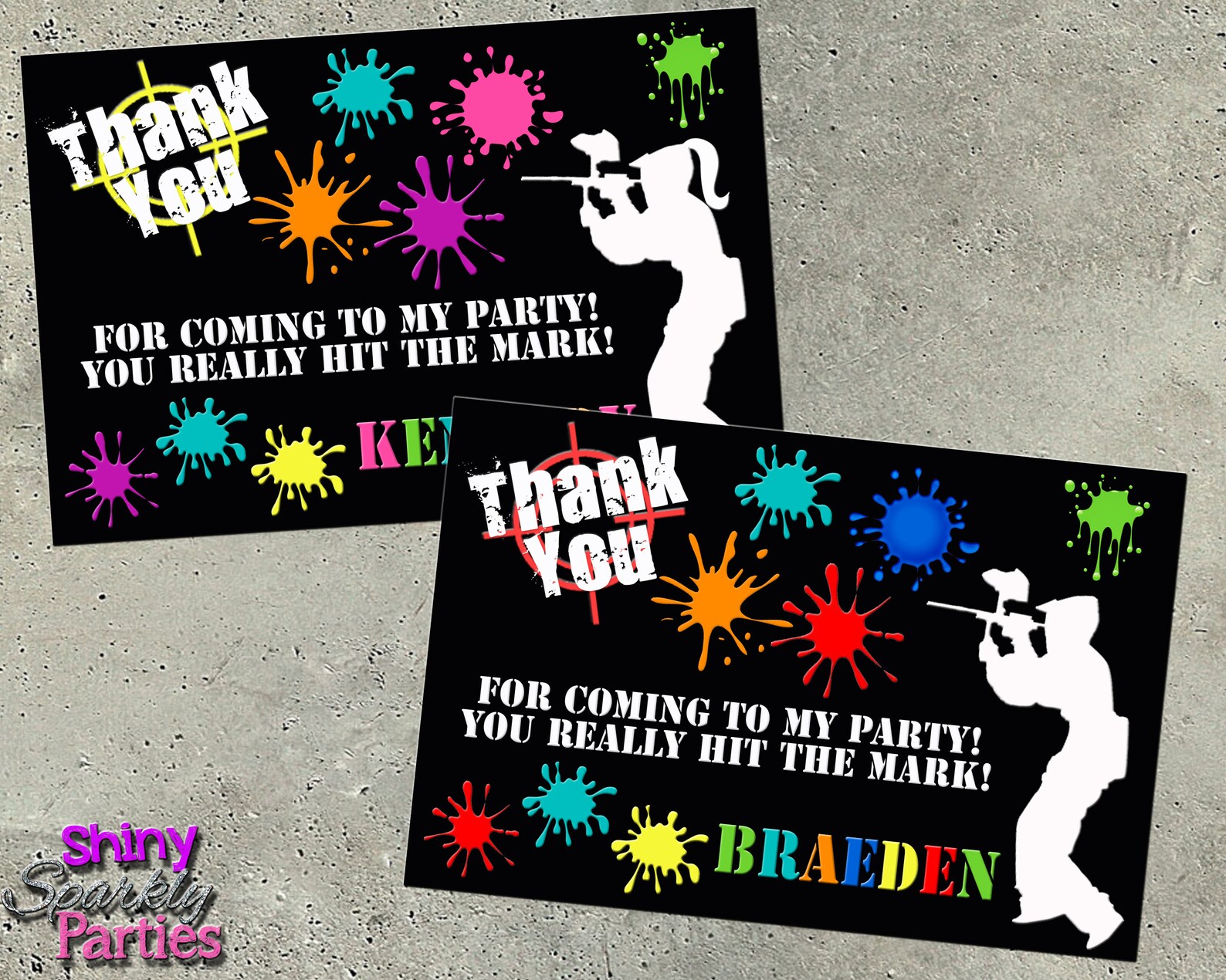 PAINTBALL THANK YOU Card, Thank You Note, Paintball Birthday ...