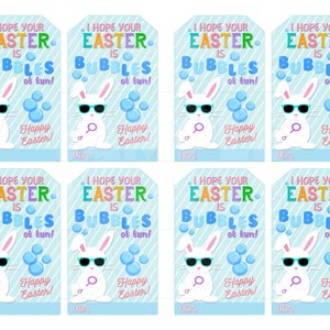 EASTER Bubbles GIFT Tags, Easter Bunny Tags, I Hope Your Easter is ...