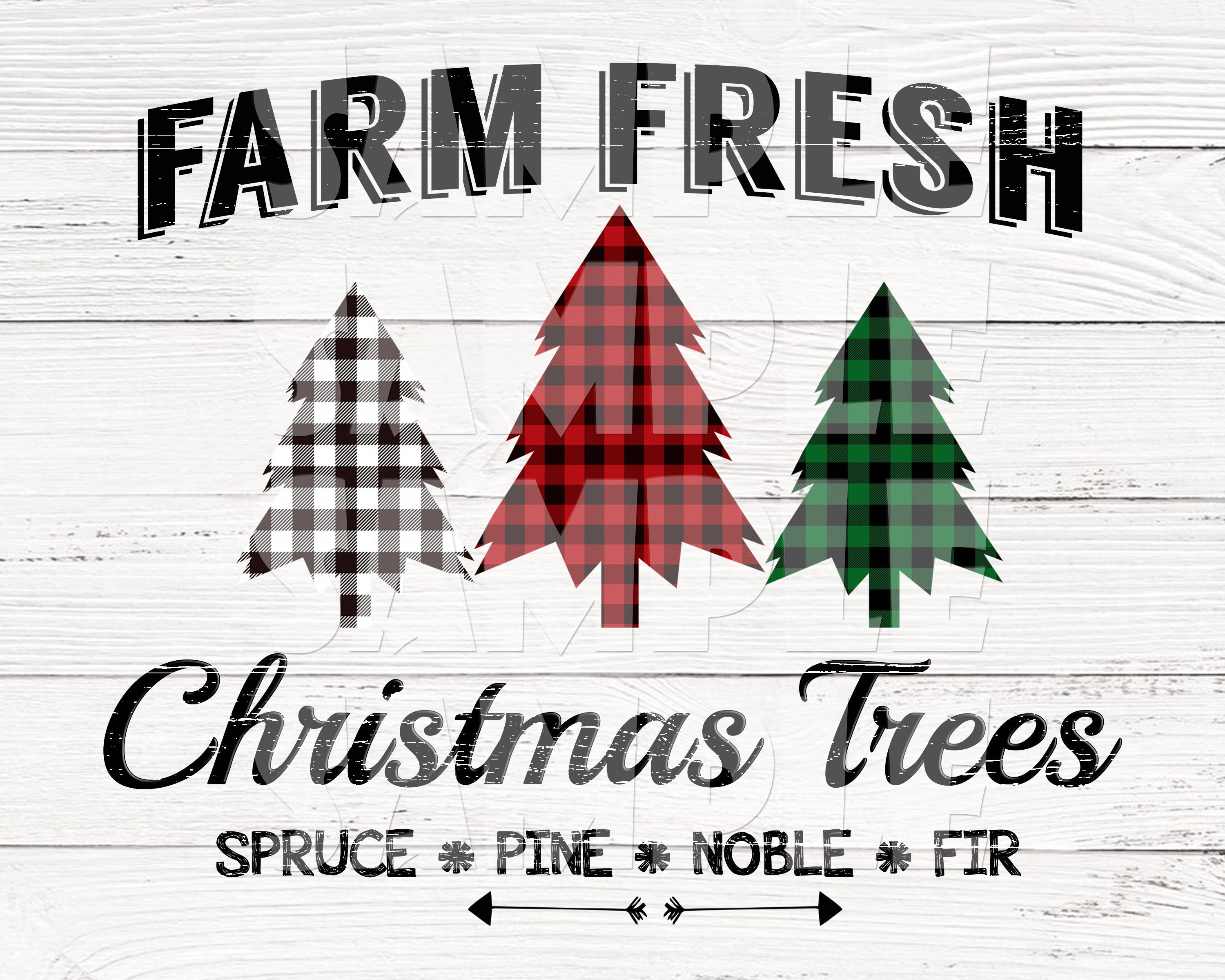CHRISTMAS TREE FARM, Christmas Wall Art, Buffalo Plaid Decor, Printable ...