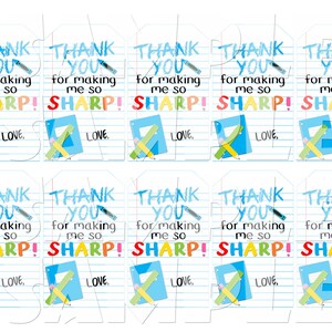 TEACHER GIFT TAGS, Thank You for Making Me so Sharp, Teacher ...