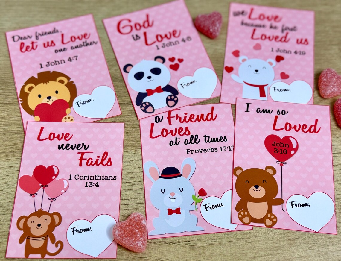 BIBLE VERSE VALENTINES, Bible Scripture Valentine Cards, Classroom Valentines, Religious ...